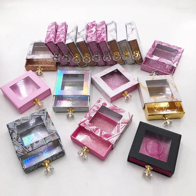 Wholesale Crystal Handle Square Lash Boxes For 25mm Mink And Marble ...