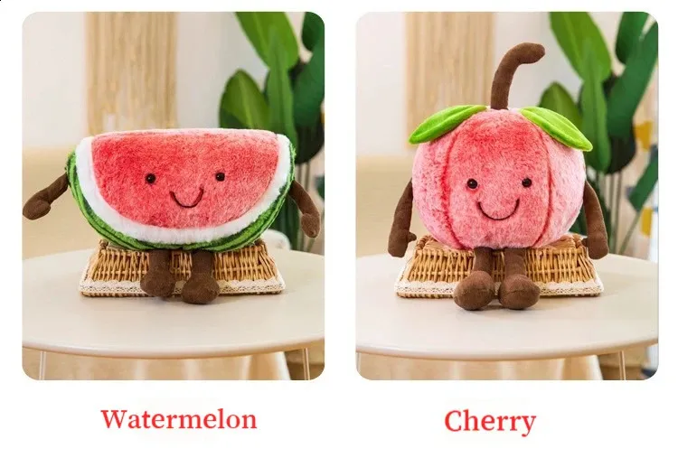 Cute Watermelon Cat Plush Toy, Cartoon Fruit Doll with Simulation ...