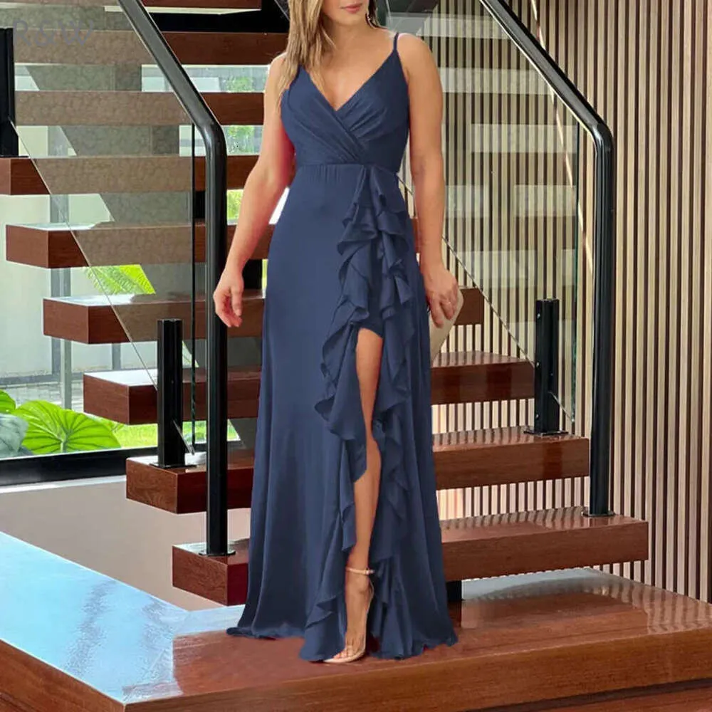 Elegant Strapless Side Split Mother of the Bride Dress with Ruffles ...