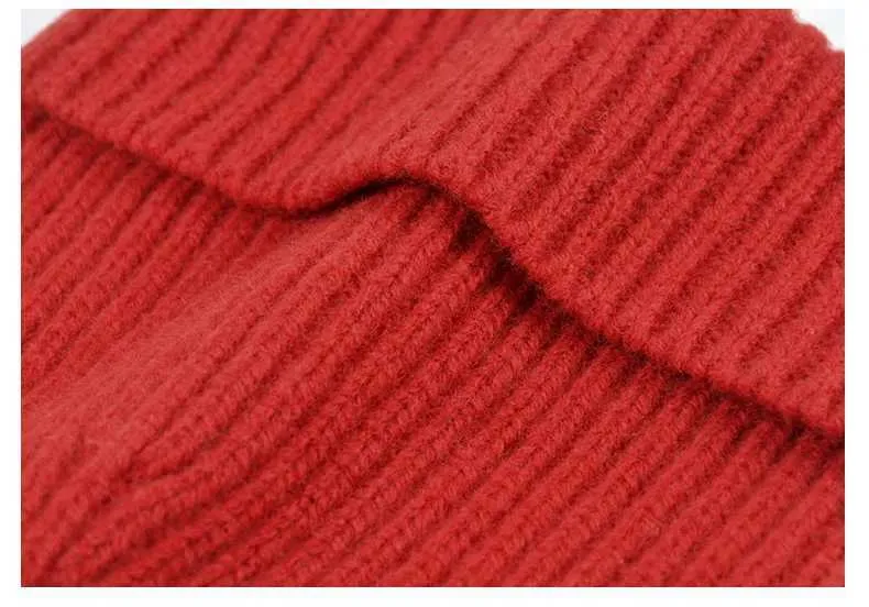 Warm Wool Beanie Hat - Solid Red, Pure Wool Knitted Cap for Women & Men ...