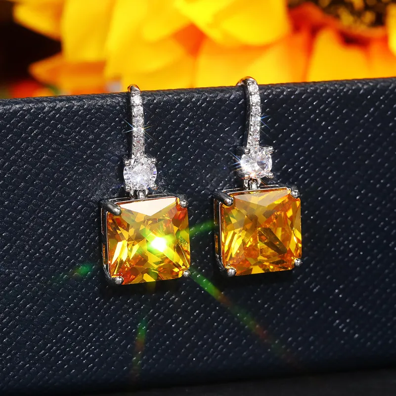 Yellow Gemstone Dangle Earrings - Designer Charm Dangles for Women ...