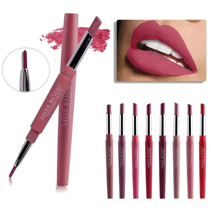 Double-Ended Waterproof Lip Pencil & Lipstick Set - Matte, Long-Lasting ...