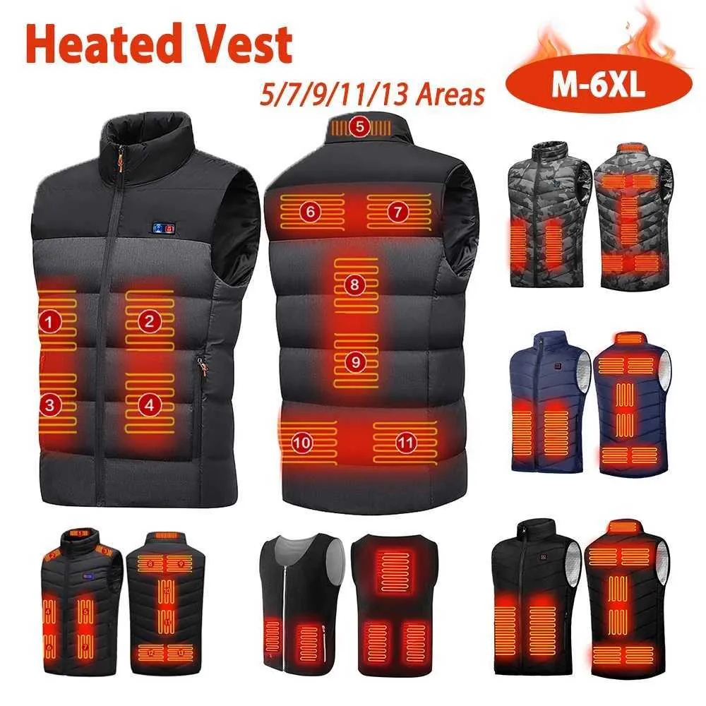 Heated Vest with 5-13 Zones, Electric Heating Jacket for Outdoor ...