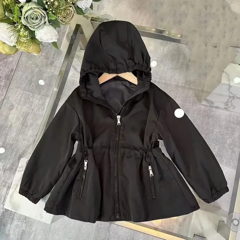 Kids Hooded Windbreaker Jacket Solid Color Casual Waist Length Coat For ...
