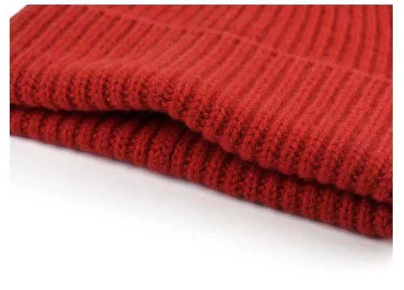 Warm Wool Beanie Hat - Solid Red, Pure Wool Knitted Cap for Women & Men ...