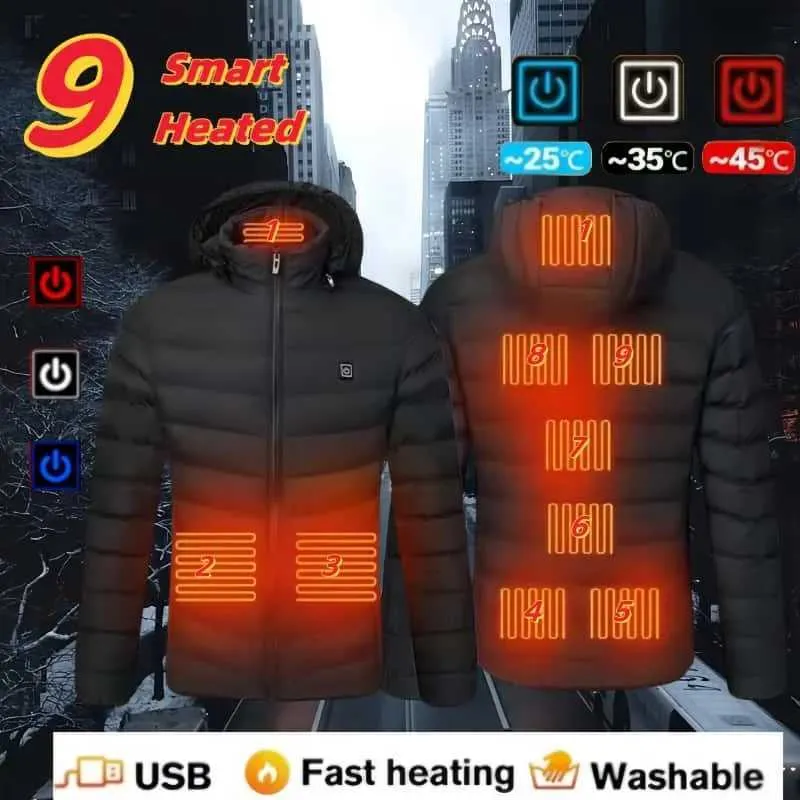 Waterproof Heated Jacket with USB Charging - Men's Winter Multi-Zone ...