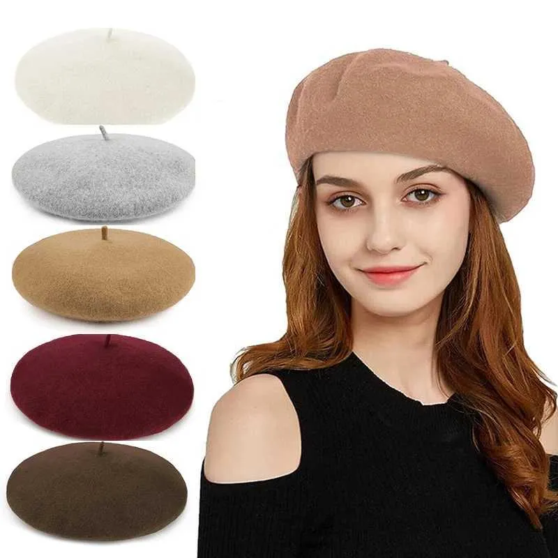 Women's Beret Hat - Elegant Wool Blend French Artist Beret for Winter ...