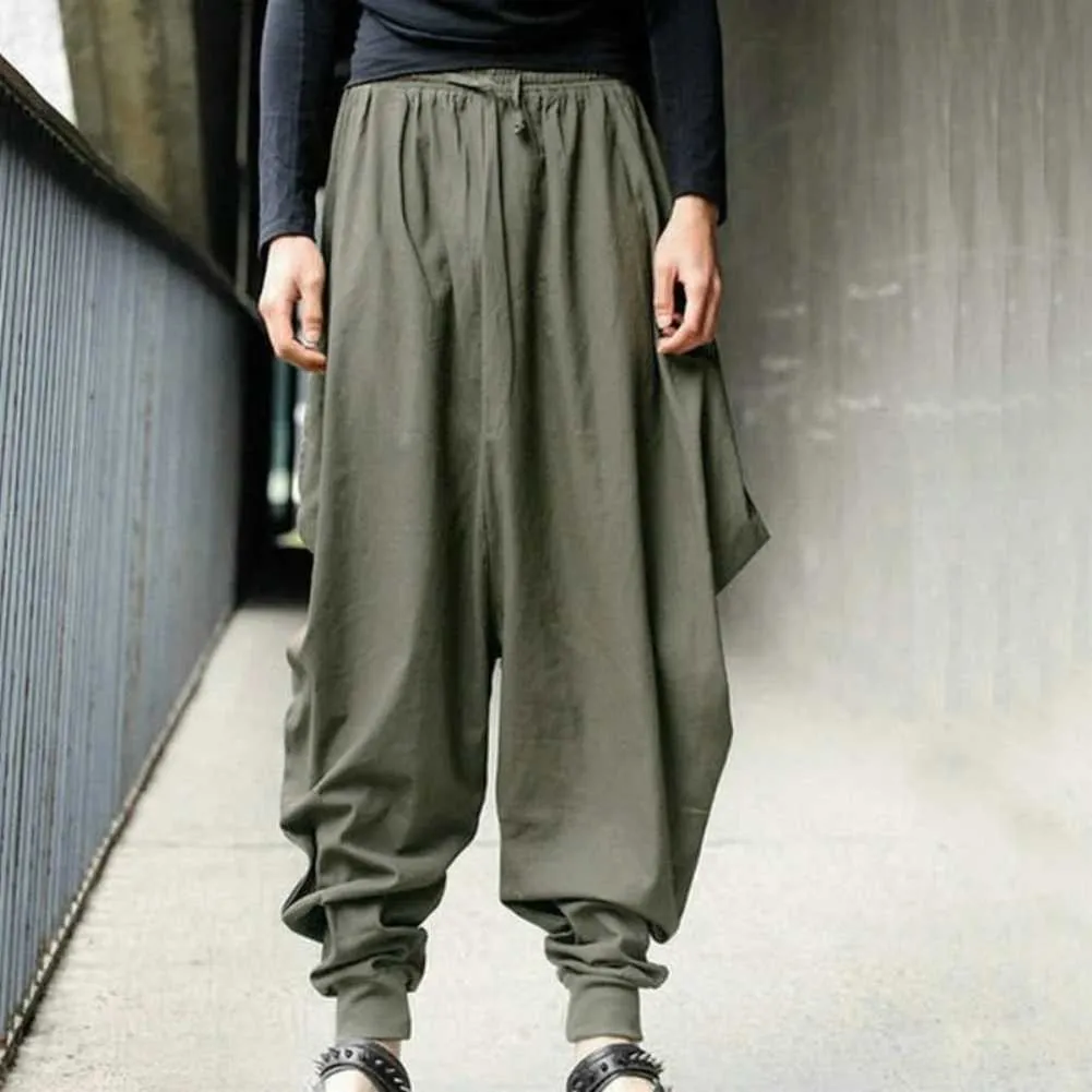 Vintage Style Harem Exercise Pants - Wide Leg, Elastic Waist Trousers ...