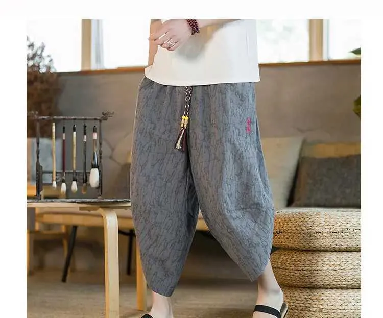 Japanese Style Linen Shorts: Wide Leg Samurai Pants, Comfortable ...