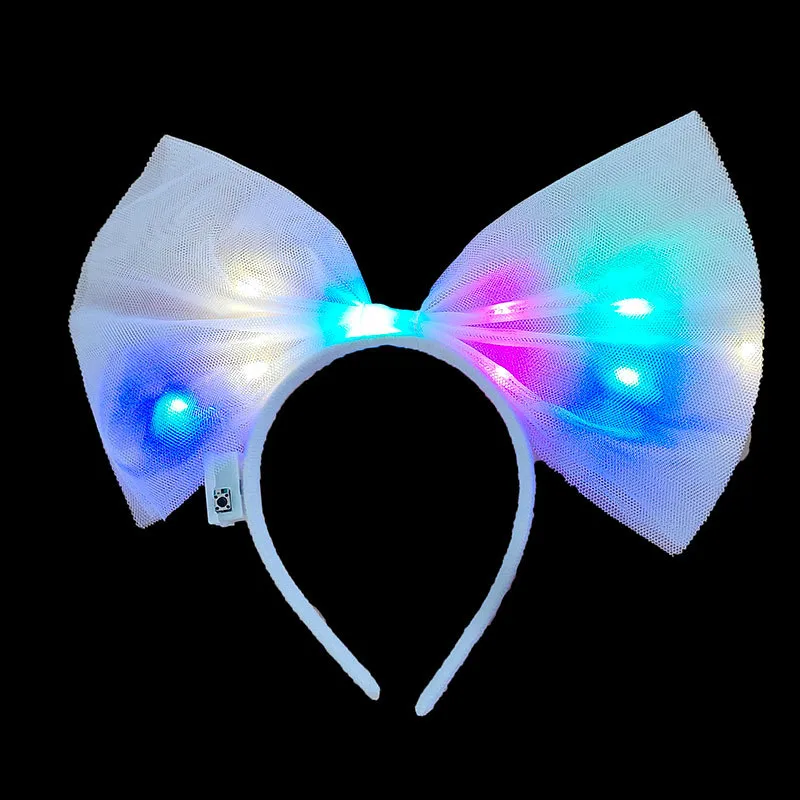 Glowing Bow Headband - Light Up Glitter Headwear for Parties ...