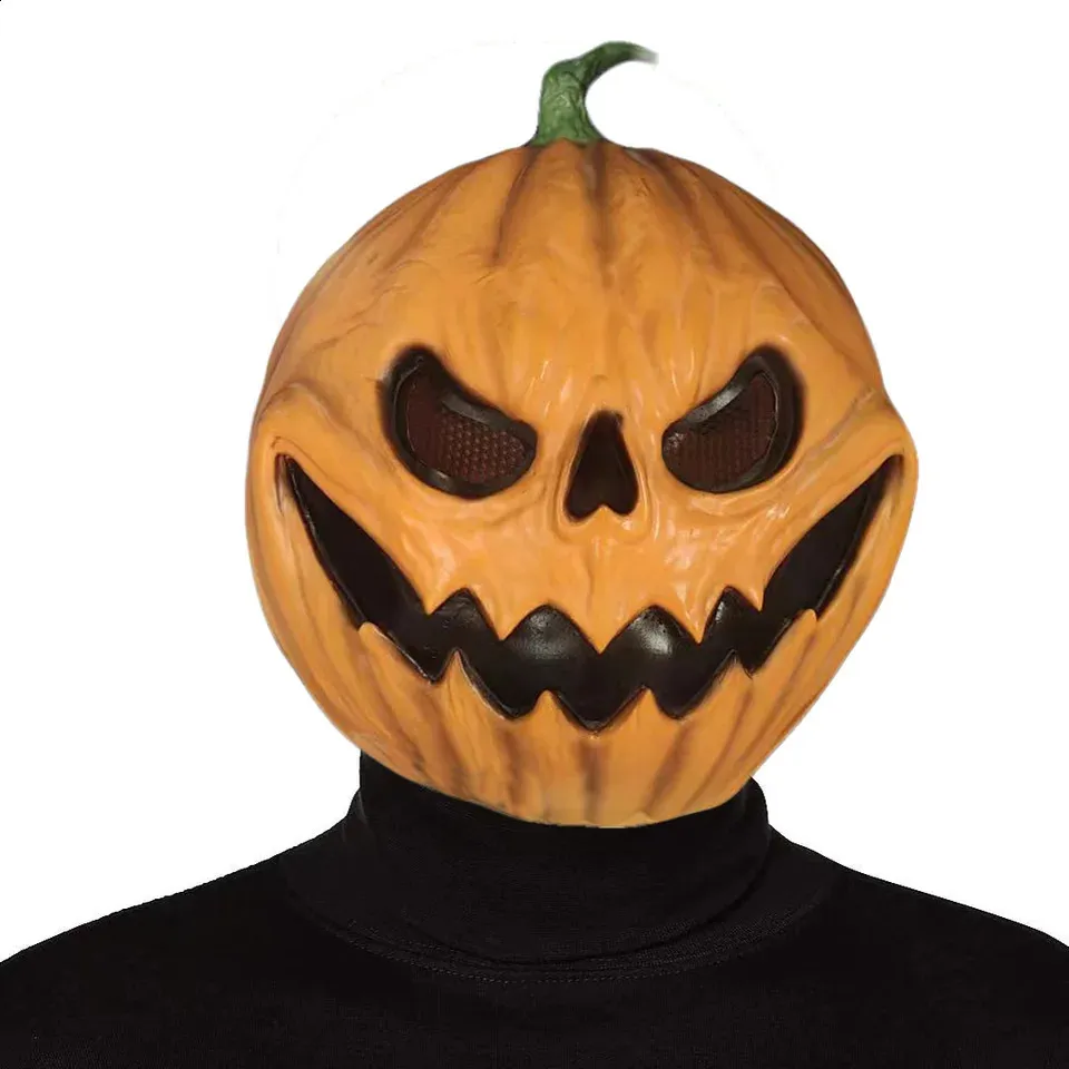 Creepy Pumpkin Head Mask, Full Face Latex Halloween Costume for Role ...