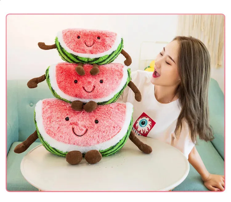 Cute Watermelon Cat Plush Toy, Cartoon Fruit Doll with Simulation ...