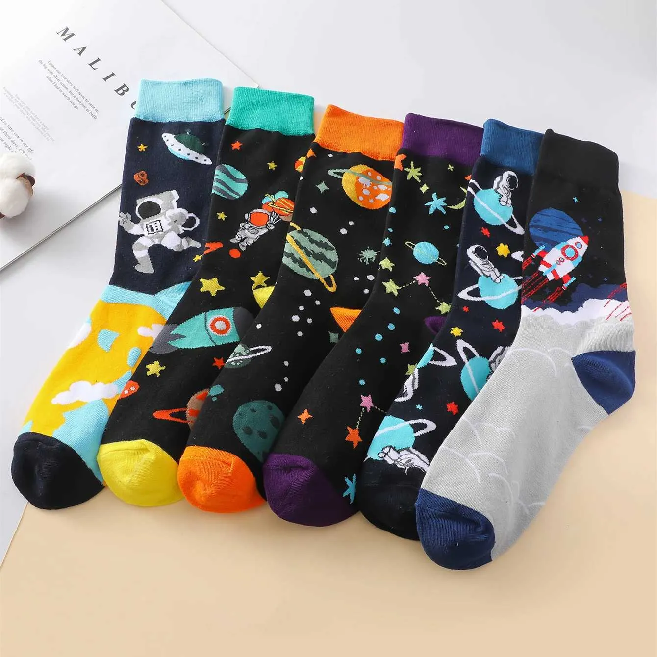 Breathable Socks Men - Galaxy Pattern Crew Socks, Mens Graphic Socks ...