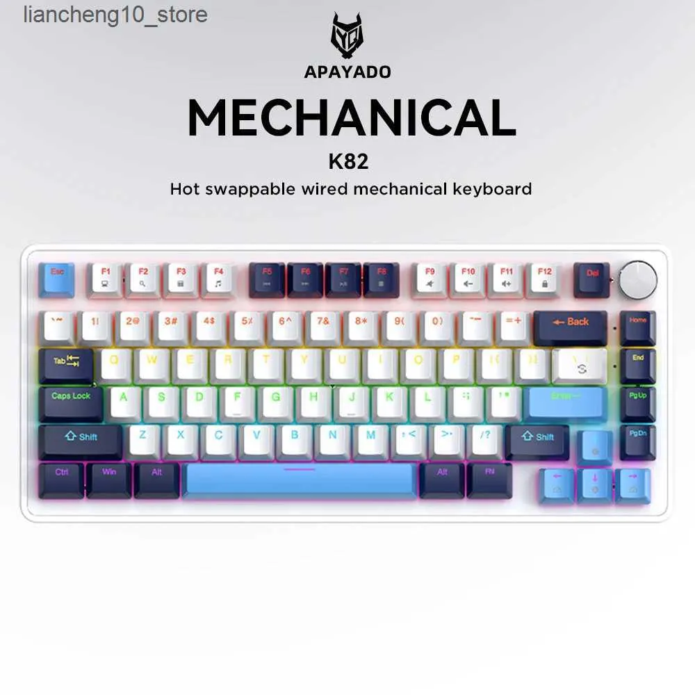 DHgate.com:APAYADO K82 Mechanical Keyboard: Full Key Hot-Swap, Multifunctional Knob, 82 Keys ...