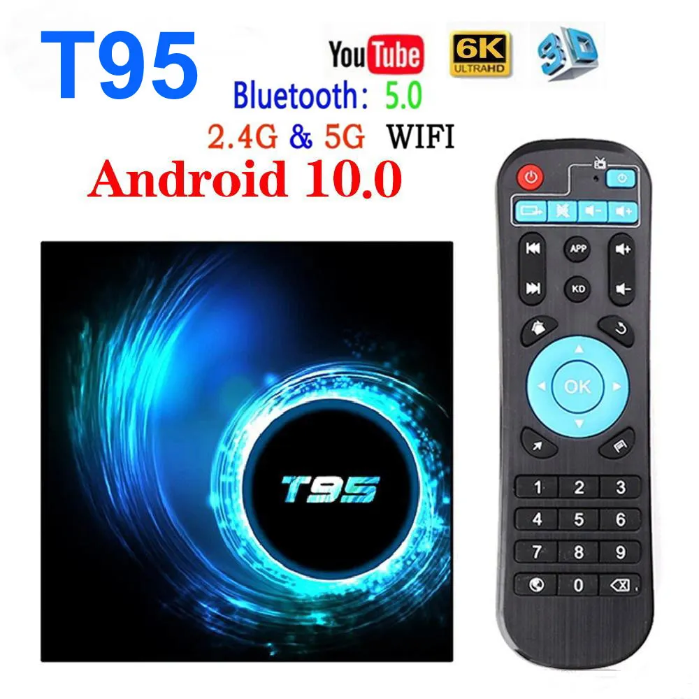 T95 Android TV Box Android 10.0 4GB RAM 32GB ROM 4K Media Player With 2 ...