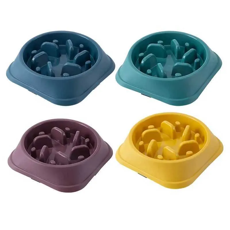 Anti-Gulping Dog Bowl - Slow Feeder for Small Dogs & Cats, Plastic Pet ...