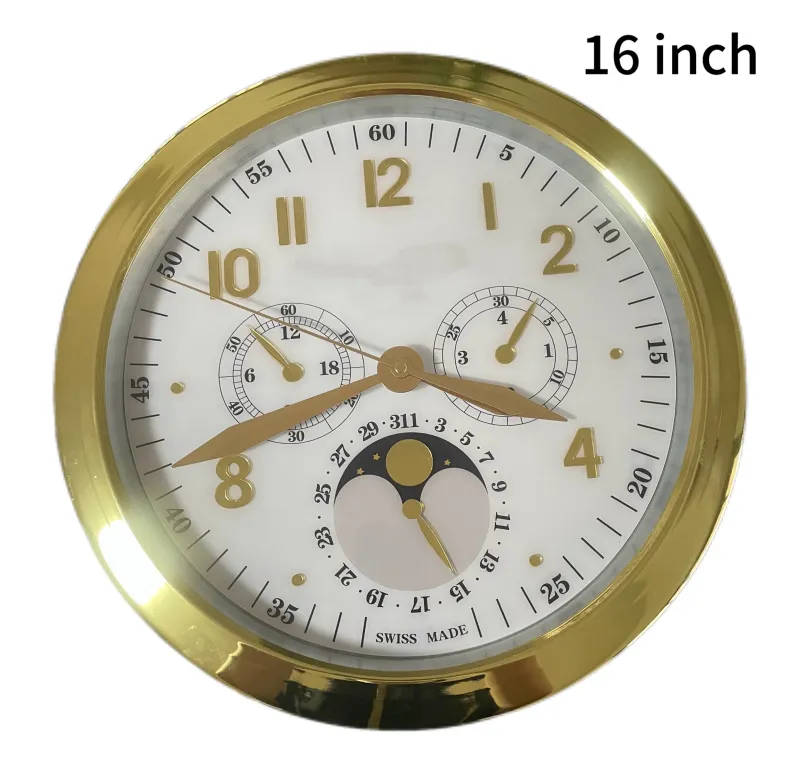 Big Size 16 Inch Wall Clock Gold Color PP Modern Design Metal Wall ...