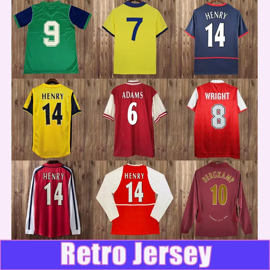 HENRY BERGKAMP Retro Vintage Soccer T Shirts Men's Home Red/Away 3rd ...