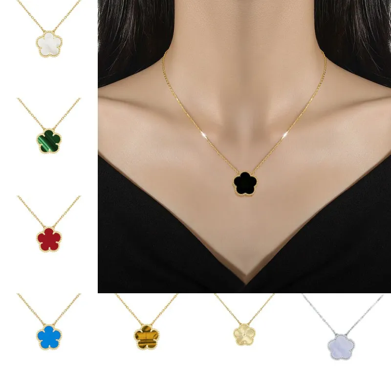 SH04 Black Four Leaf Clover Necklace For Women Gold & Silver Plated ...