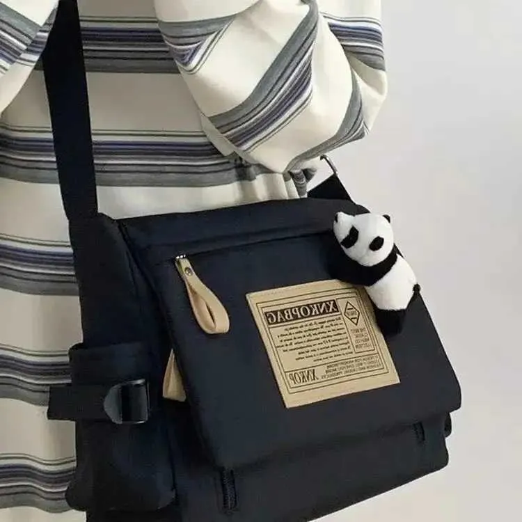 Japanese Book Bag Versatile Canvas Messenger Bag, Stylish Crossbody ...