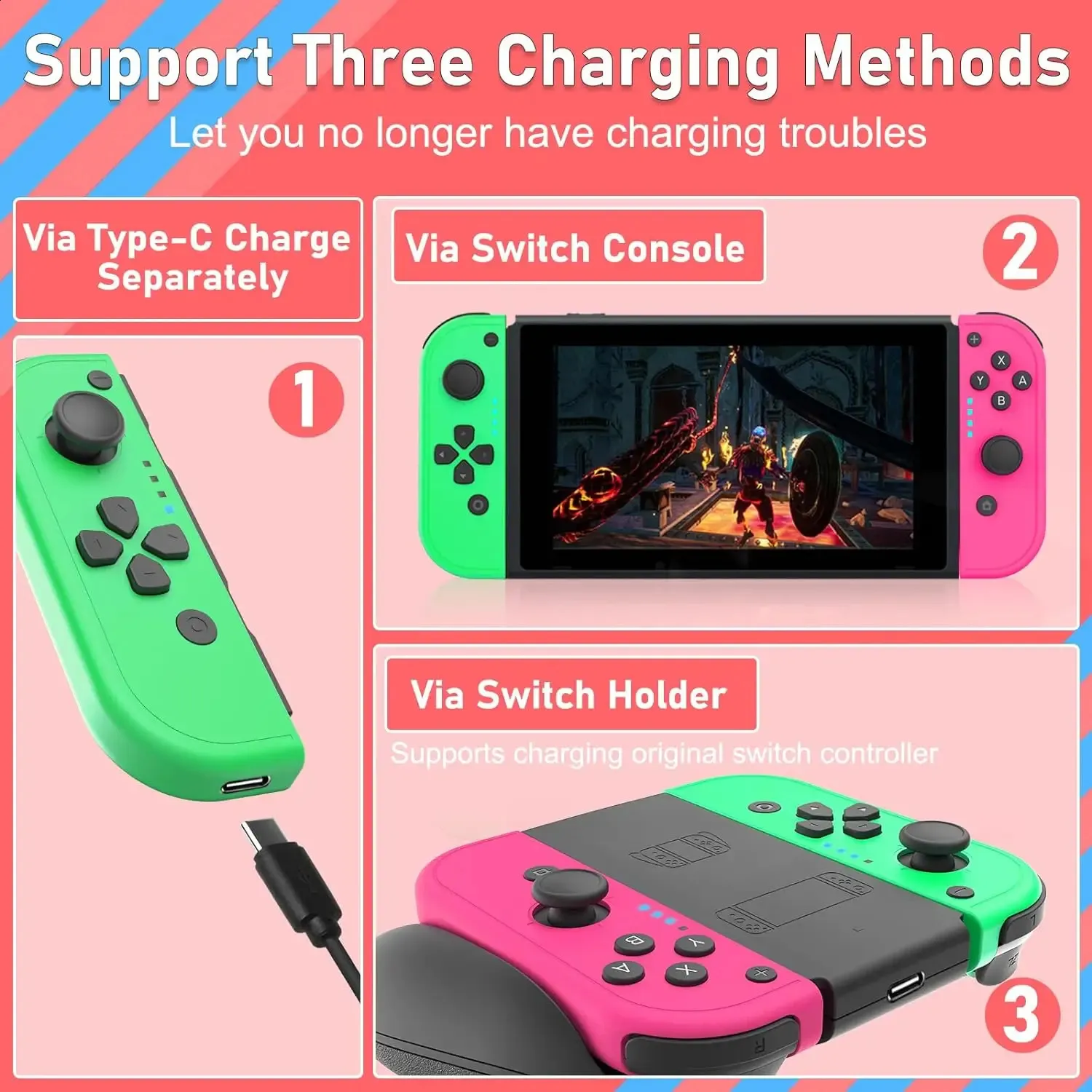 Wireless Joycons Phone Game Controller With Motion Sensing, Dual ...