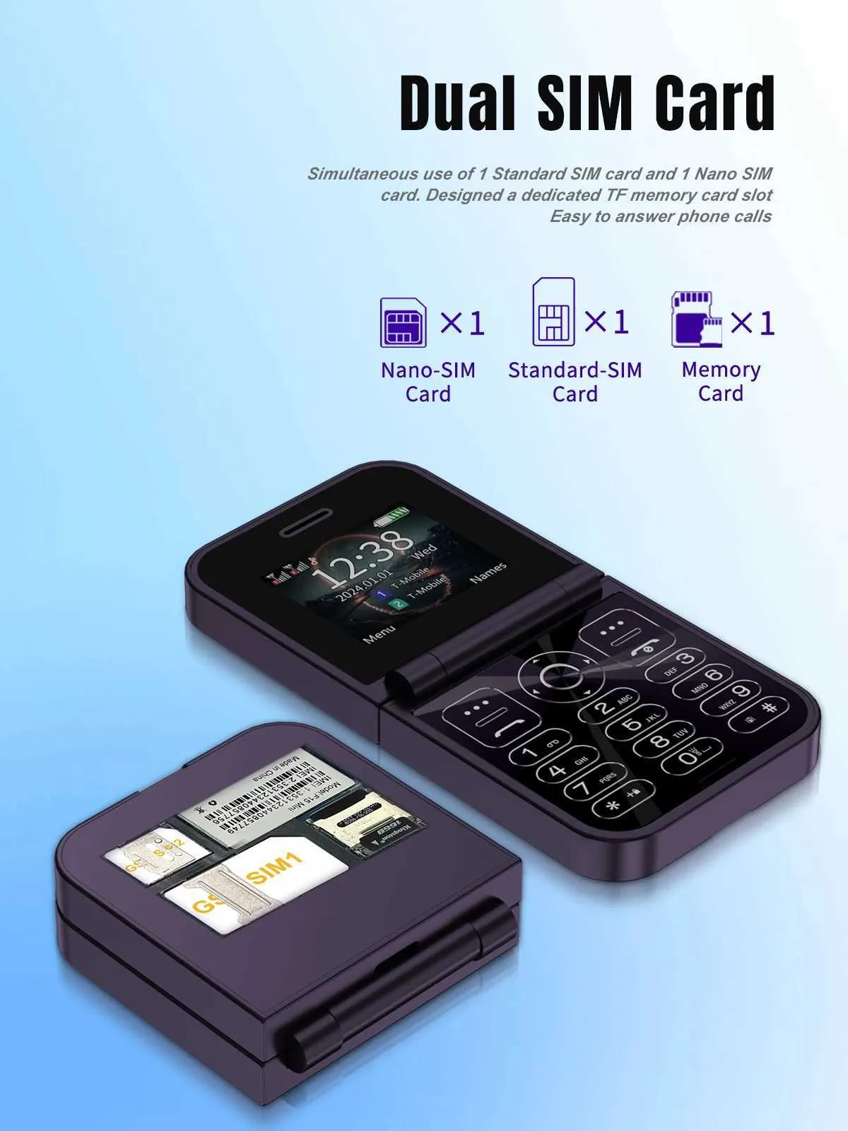 Dual SIM Mini Flip Phone with Speed Dialing, Voice Changer, Call ...