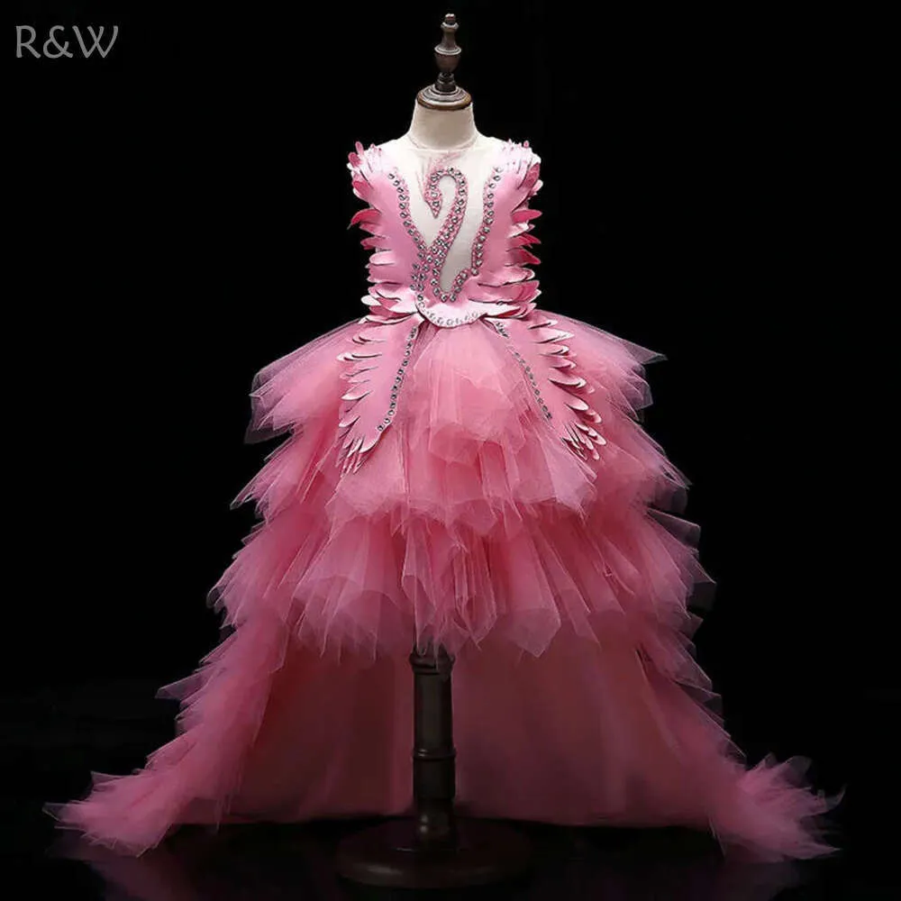 Hot Pink Organza Pageant Dress For Girls Tiers Lovely, Backless Ruching ...