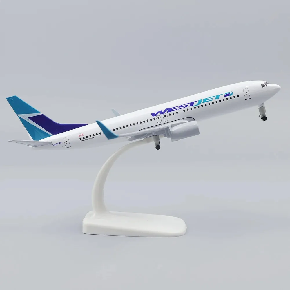 Metal airplane model 7.87 in 1:400 scale Westjet B737 alloy metal with ...