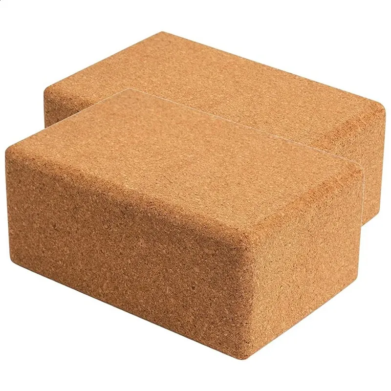 Two Thick Yoga Blocks, High Density Cork Blocks for Beginners, Leg ...
