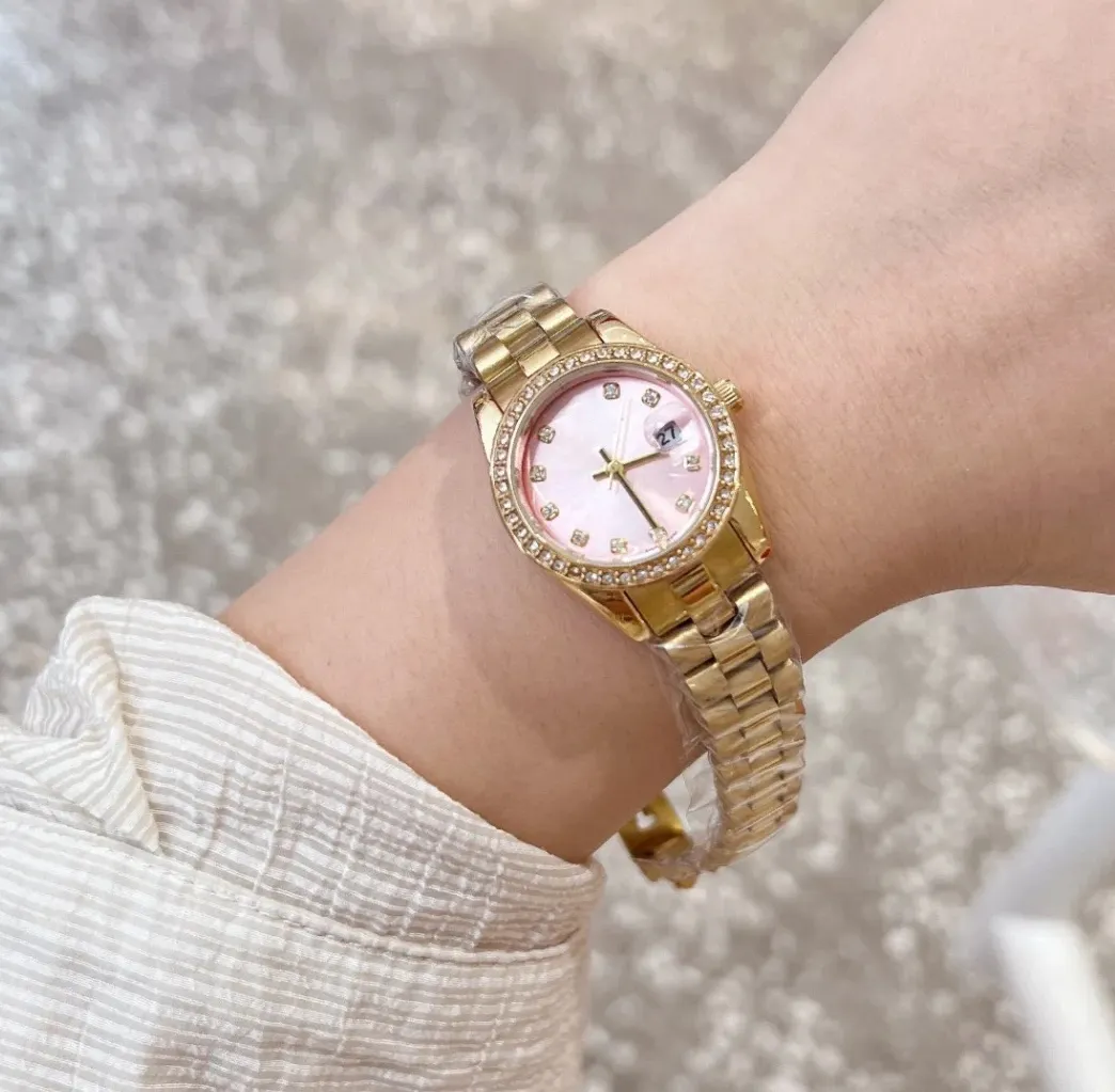 Gold Sliver Womens 28mm Designer Diamond Watch - Stainless Steel ...