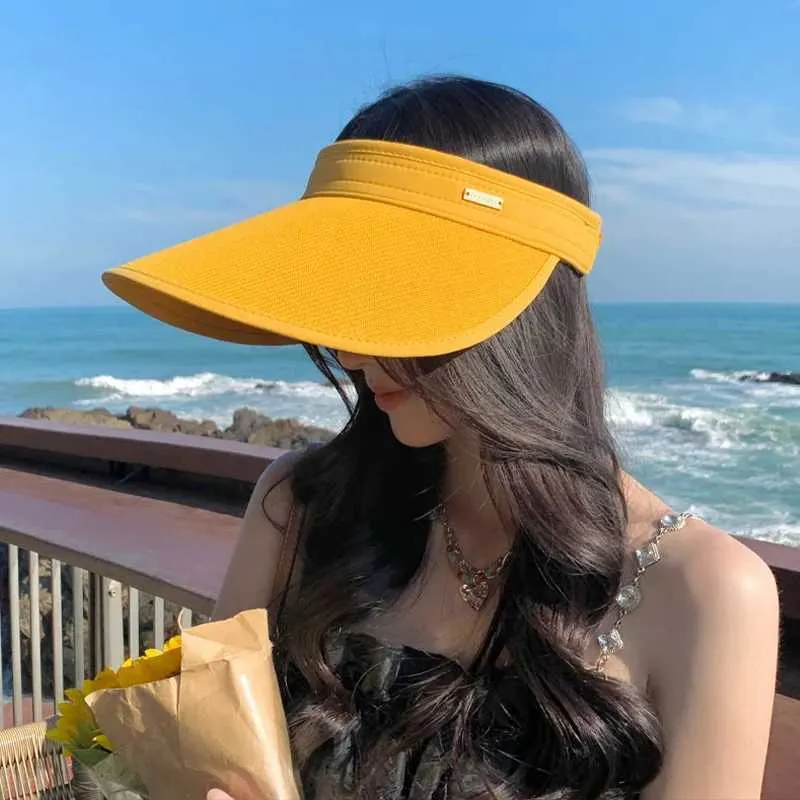 Women's Breathable Metal Label Sun Hat - Wide Brim, Solid Color ...