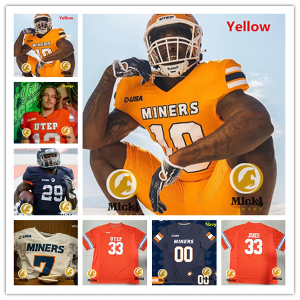Texas Longhorn Football Jersey UTEP Miners Football Jersey: Stitched ...