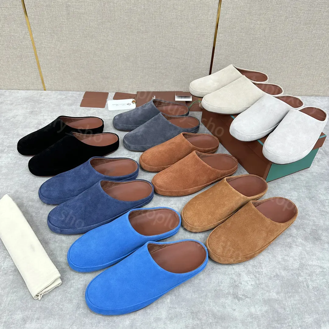 Men's Genuine Leather Suede Sabot Loafers - Comfortable Outdoor Slides ...