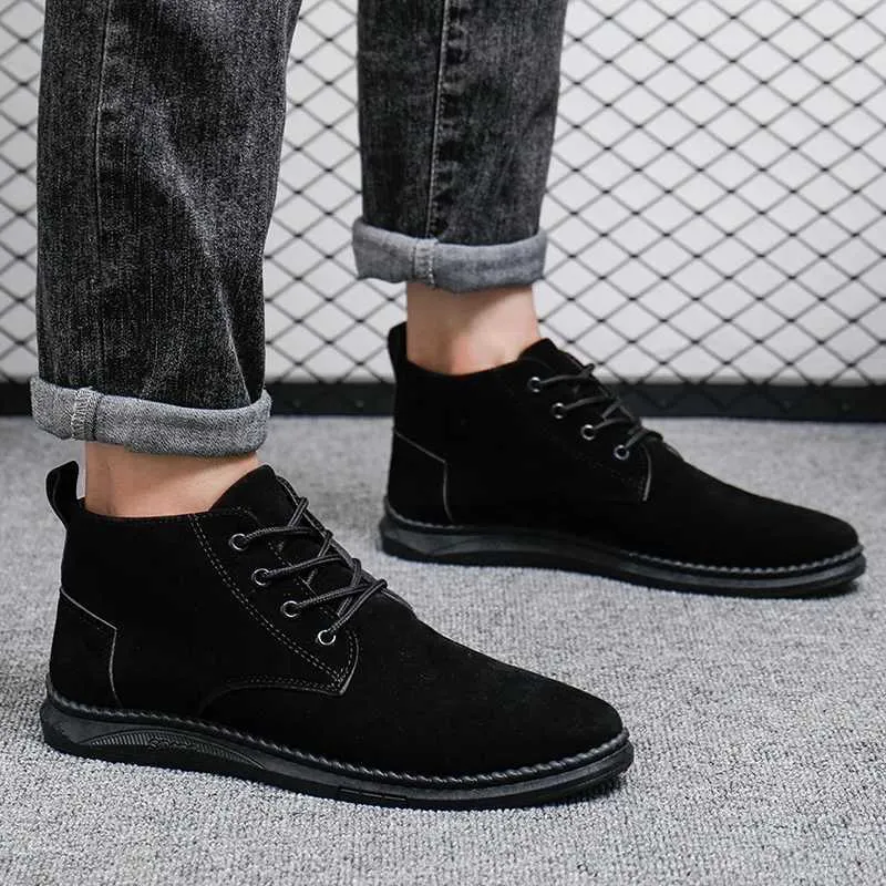 Fashion Men Shoes Luxury Suede Men Chelsea Boots New Comfortable Lace ...