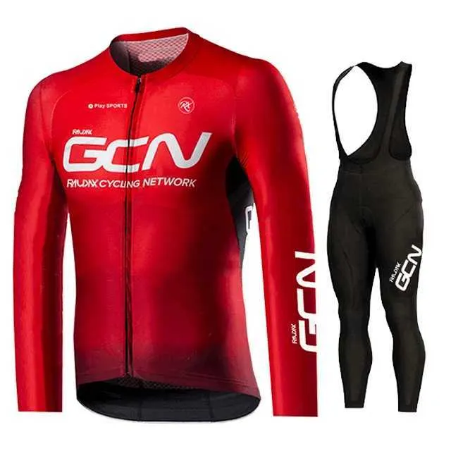 Pro Cycling Jersey Set - Red Long Sleeve Cycling Clothing, MTB Maillot ...