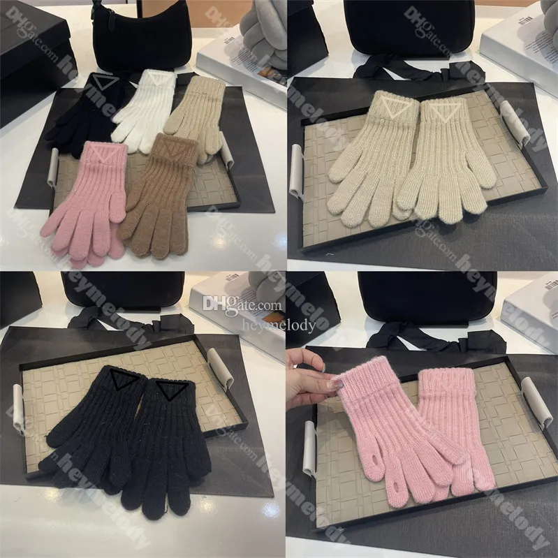 Chic Designer Triangle Wool Gloves Letter Knitted Gloves Outdoor Plus ...