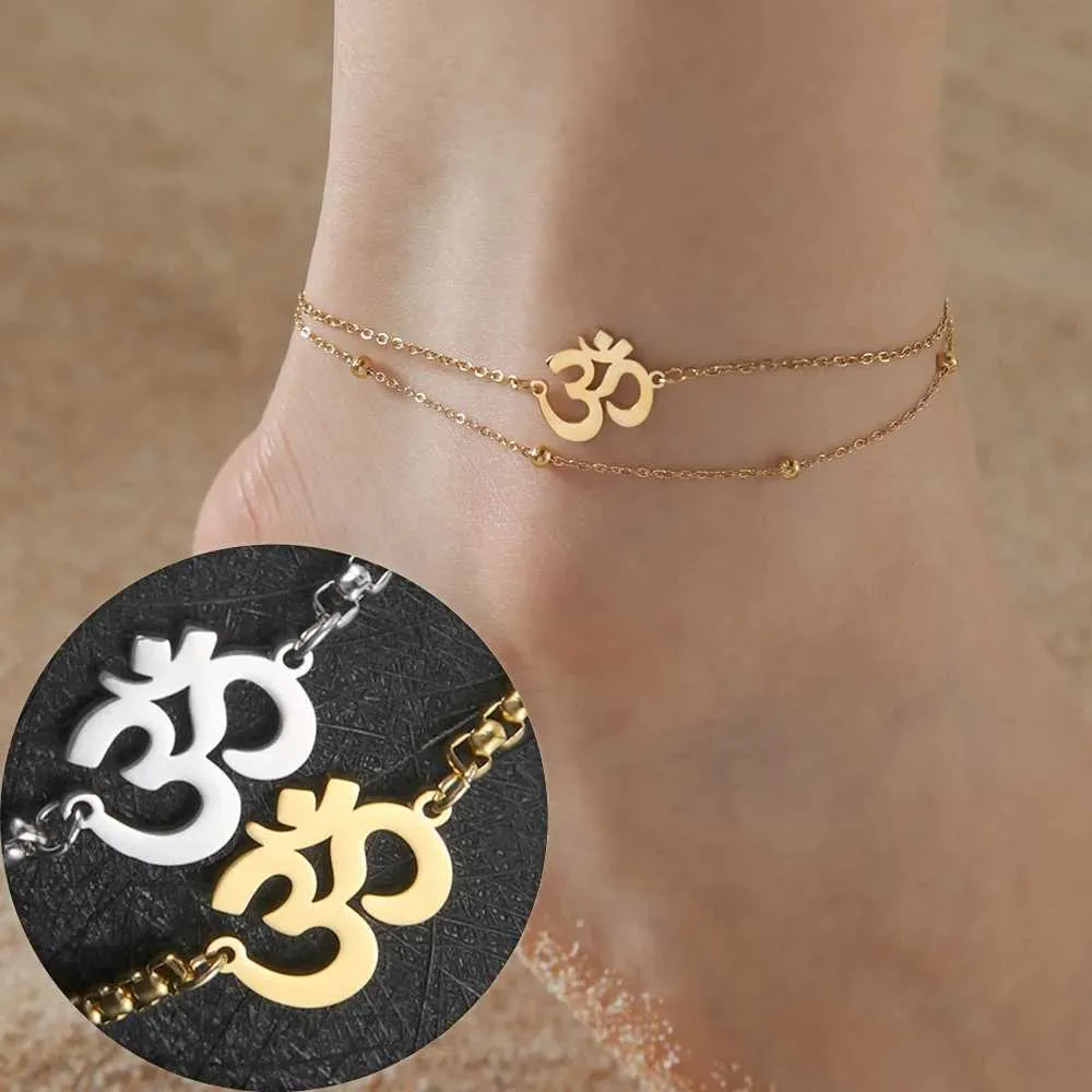 Mens Ankle Bracelet Stainless Steel Yoga Ankle Chain Spiritual Symbol ...