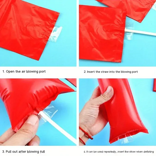 Inflatable Red Pom Poms Cheerleading Baton Set For Cheers And Shouts ...