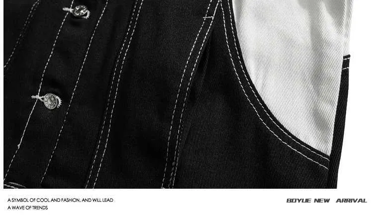 DHgate.com:Men's Black & White Colorblock Denim Jacket - Personalized ...