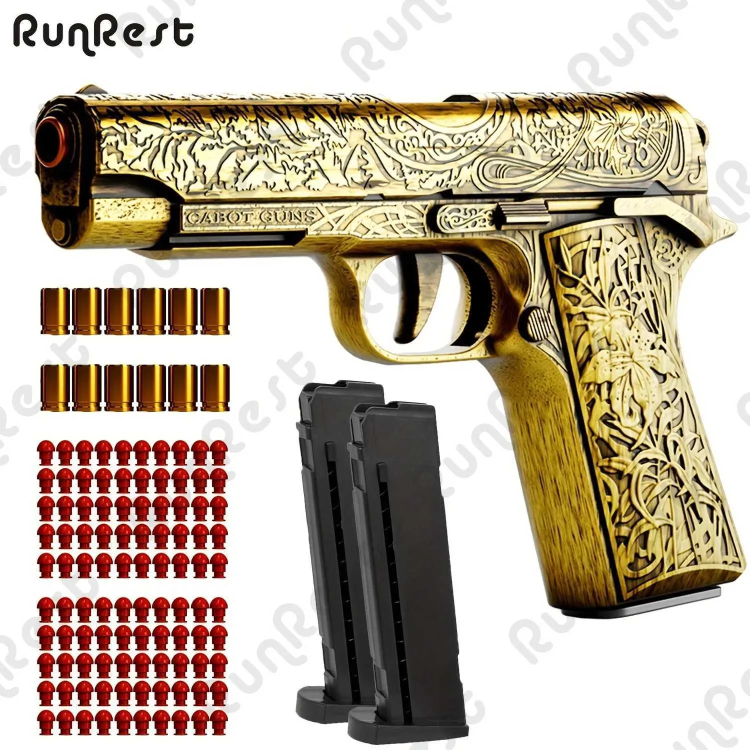 Soft Bullet Gun Toy Pistol With 100 Bullets 12 Shells And 2 Magazines ...