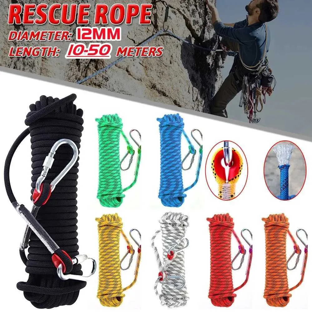 10-50M 12MM Static Climbing Rope Set - Emergency Rescue, Rock Climbing ...