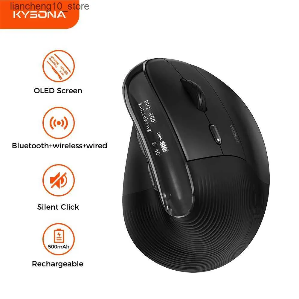 Kysona Ergonomic Vertical Clickless Mouse With OLED Screen Type C ...