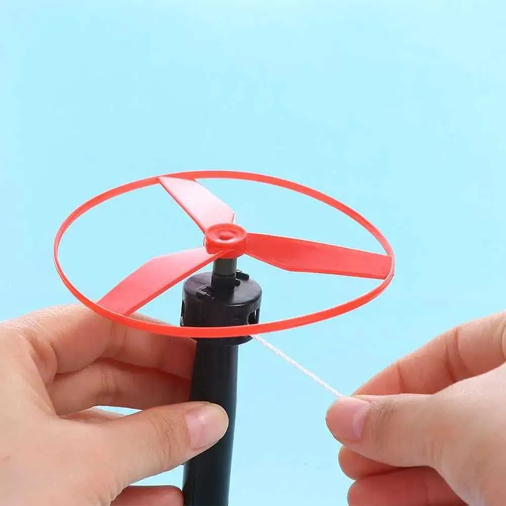 Flying Disc Helicopter Toy - Pull String Propeller, Fun Outdoor Game ...