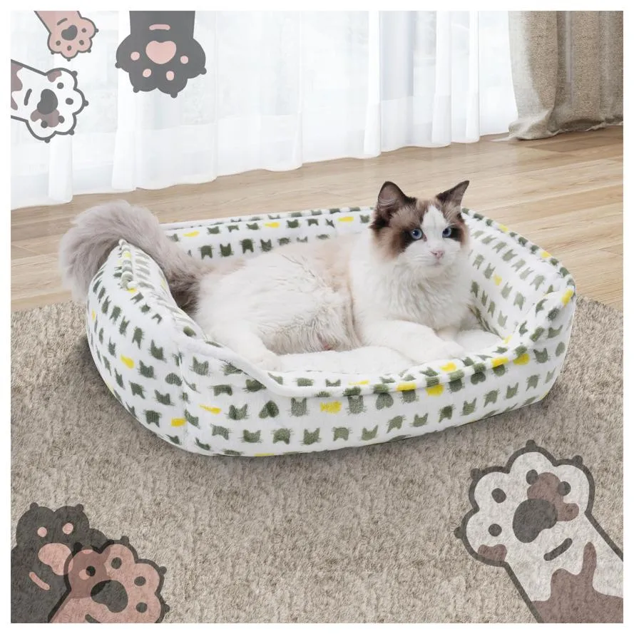 Puppy Couch Bed Cozy Rectangle Dog Sofa Bed, Antianxiety Cuddler With ...