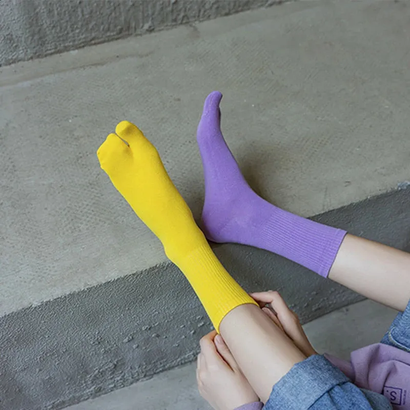 Women's Candy Colored Split Toe Socks - Japanese Cotton, Two-Finger ...