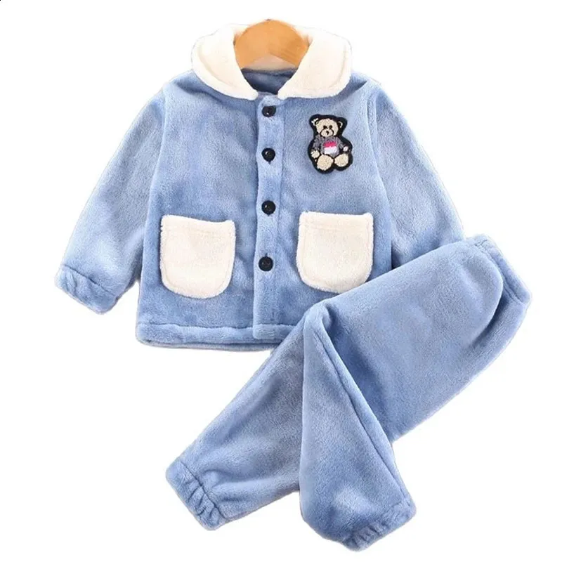 Autumn Winter Children's Thick Warm Suit for Girls Boys, Hooded Plush ...