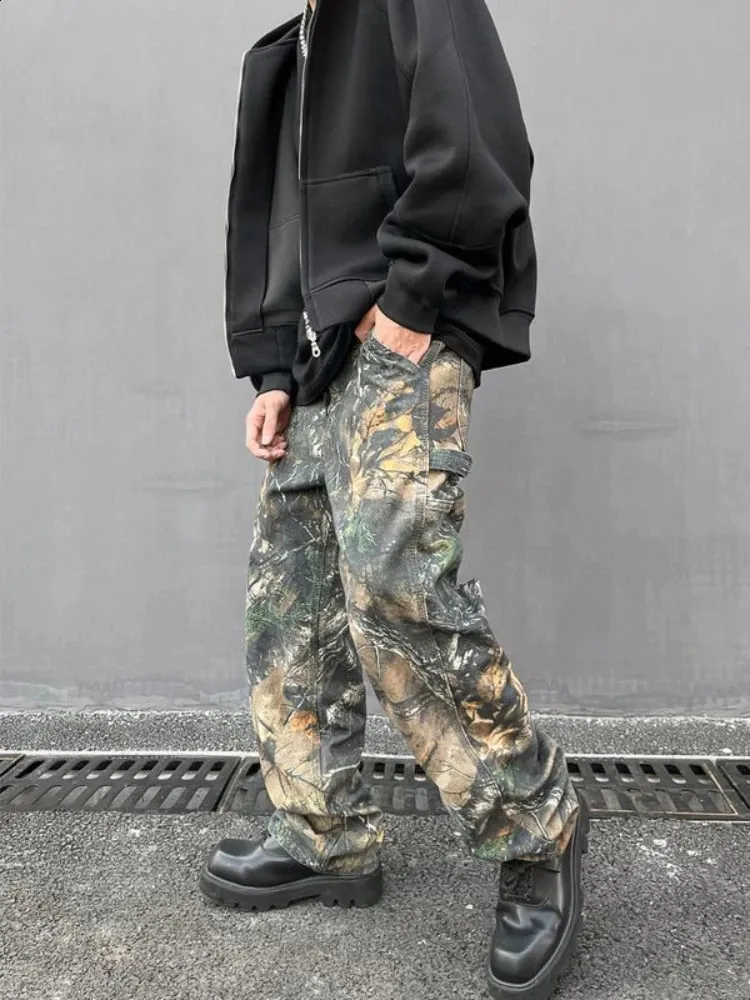 American Tree Patterned Camouflage Jeans: Harajuku Style for Men ...