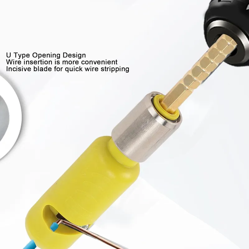 Portable 1.4 Inch Wire Stripping and Twisting Tool for Efficient Wire Trimming and Connecting Includes Drill and Wire Stipper