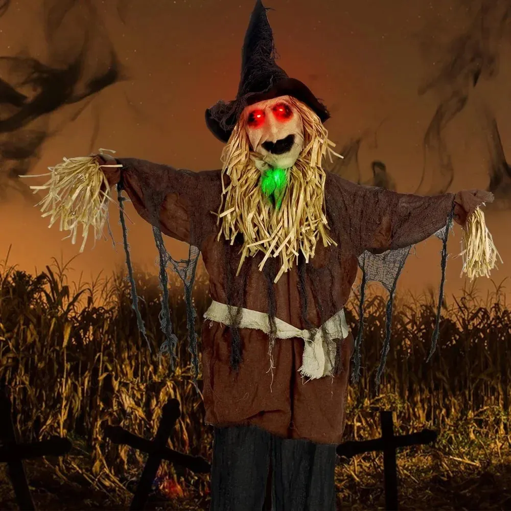 Scarecrow Halloween Decorations: 6 Foot Animated Halloween Prop With ...