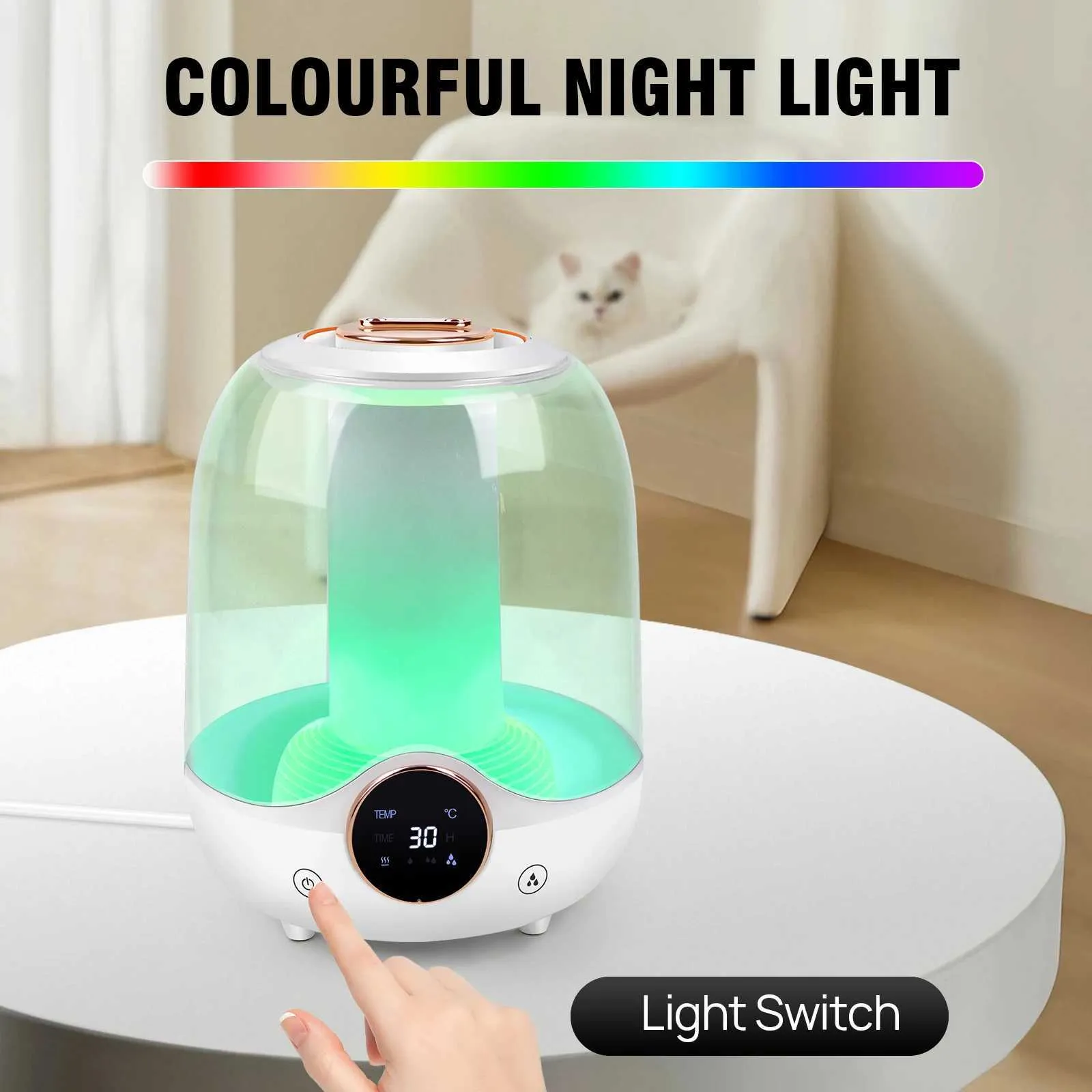 3L Ultrasonic Cool Mist Humidifier with Essential Oil Diffuser, 7-Color ...